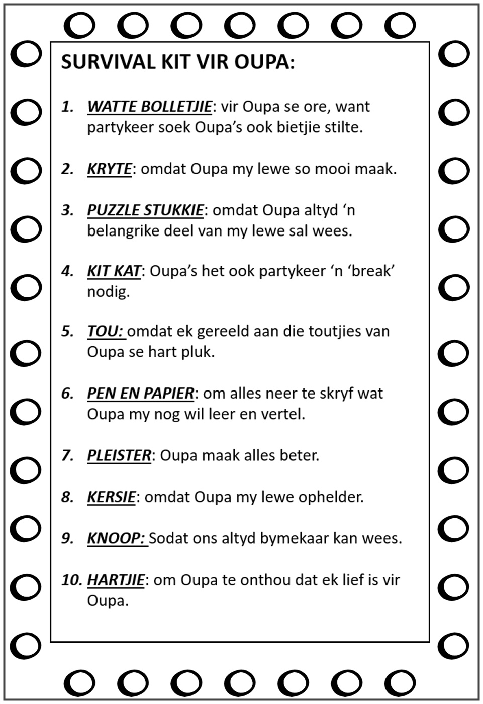 Vadersdag: Survival Kit vir Pa en Oupa